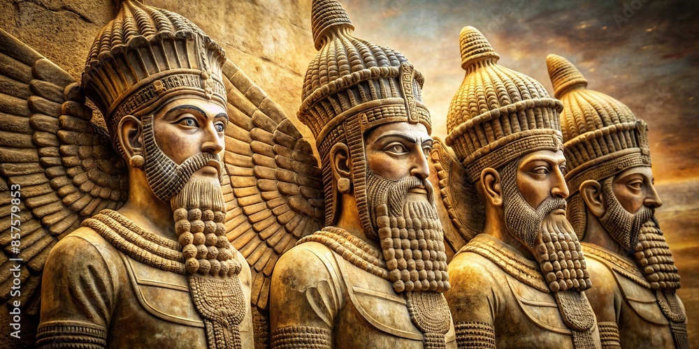 Ilustração do Stock: of ancient Sumerian deities in their divine glory ...