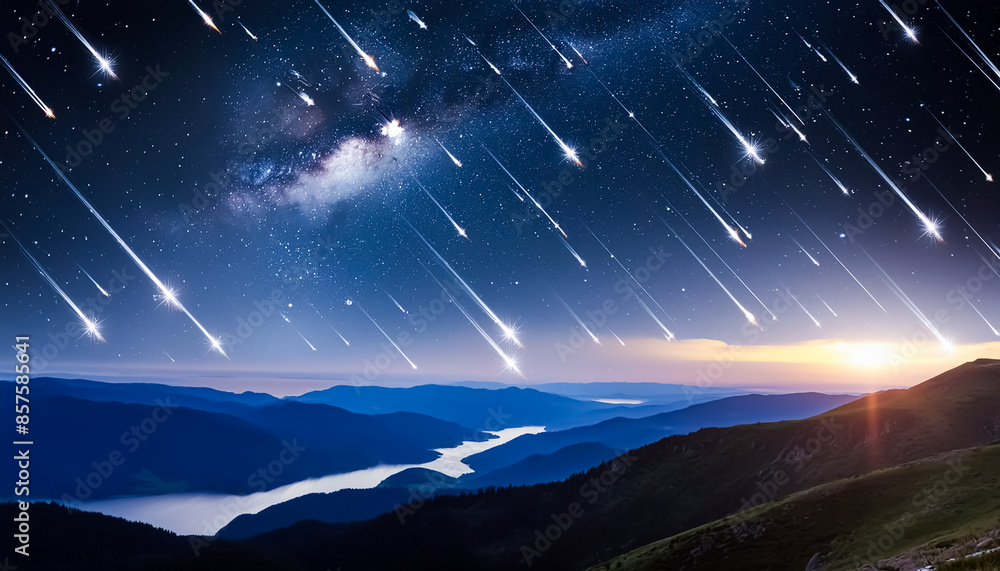 Astronomical observation, light trace, star, space, night sky, river ...