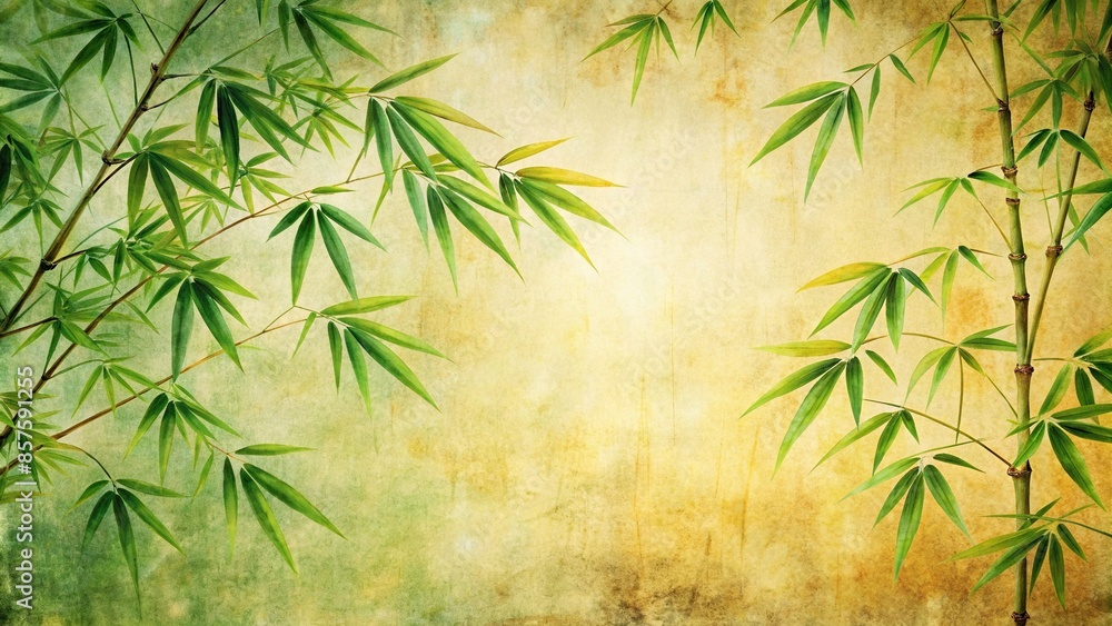 A beautiful painting of bamboo leaves with traditional Chinese ...