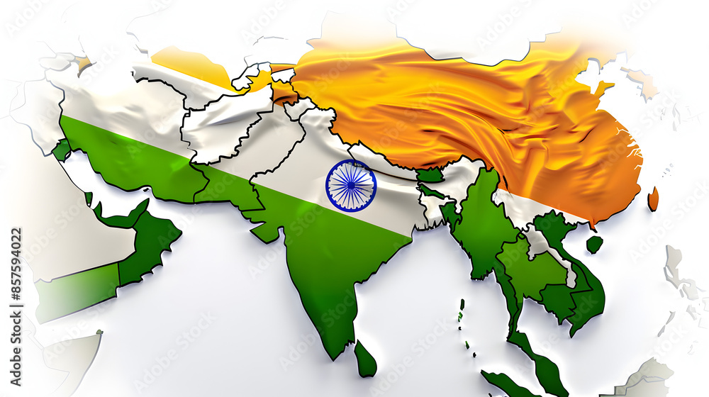 Flag map India country on white background. India, flag, map, Indian ...