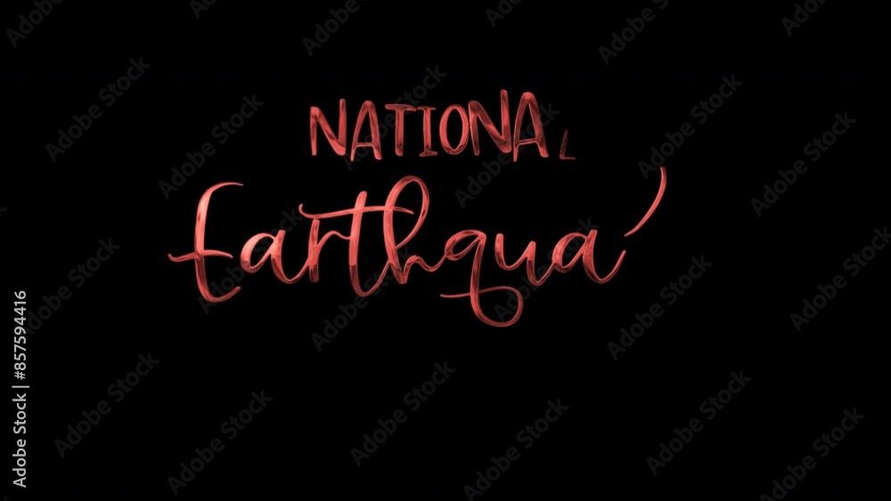 Animated earthquake safety day text on transparent background suitable ...