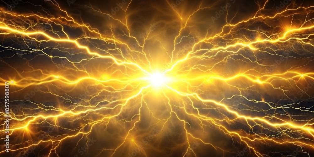 Dynamic texture background of electrical power golden lightning energy ...