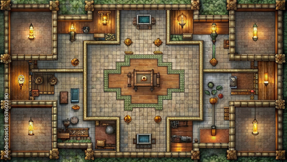 Intricately detailed DnD Battlemap featuring a medieval castle room ...