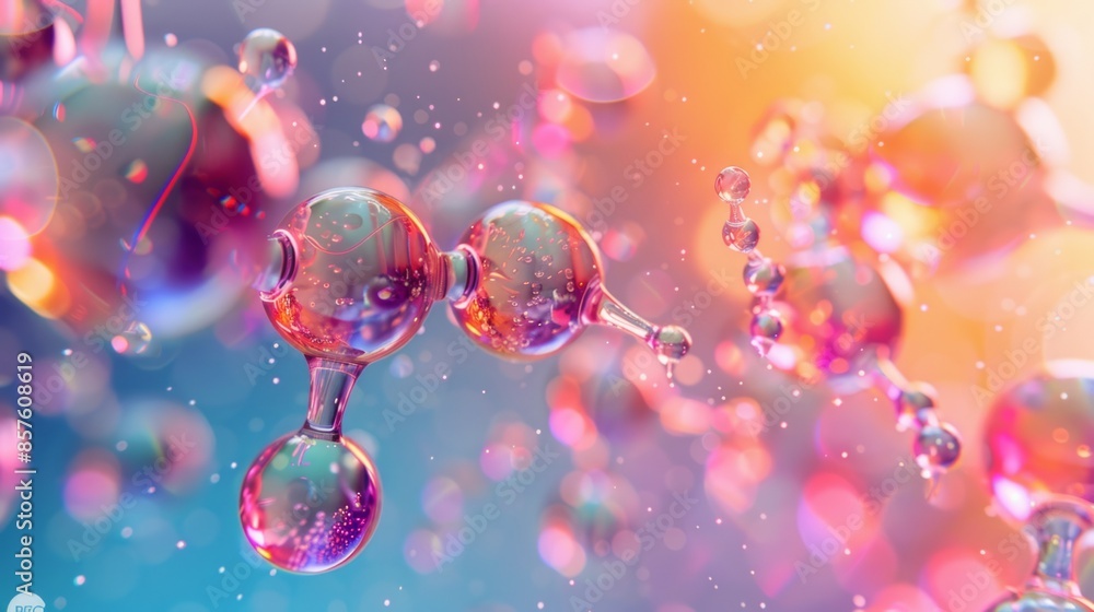 Visualization Representation Of Molecular Structures With Vibrant Colors And Bokeh Effect