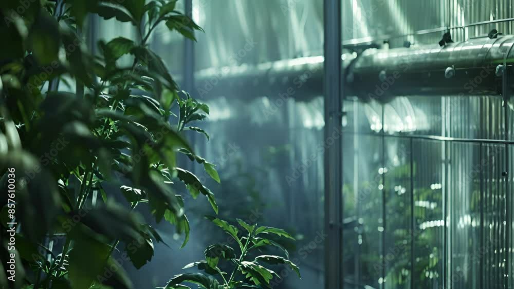 Automated vents in a greenhouse opening and closing in response to ...