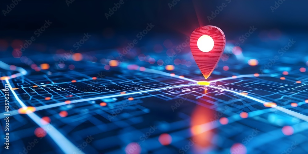 Interactive Interface Digital Map Overlaying Satellite Image with Pin ...