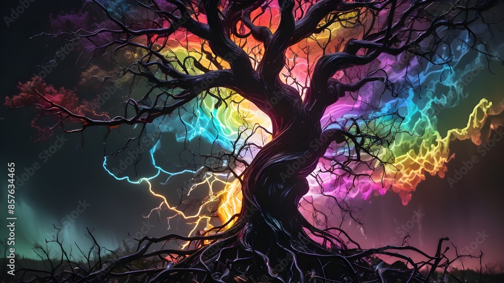 Witness the mesmerizing power of nature as an electrifying neon ...