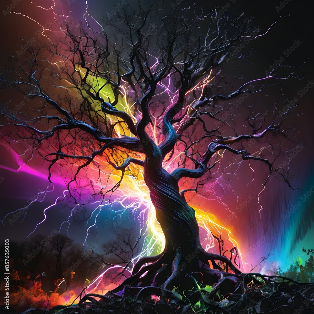 Witness the mesmerizing power of nature as an electrifying neon ...