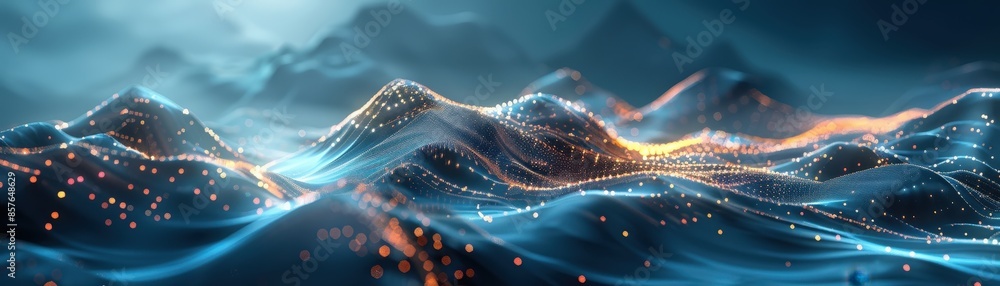 A stunning digital landscape featuring glowing data points and abstract ...