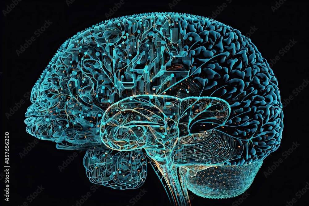 Neural network, visualization, human brain, analog, intricate, detailed ...