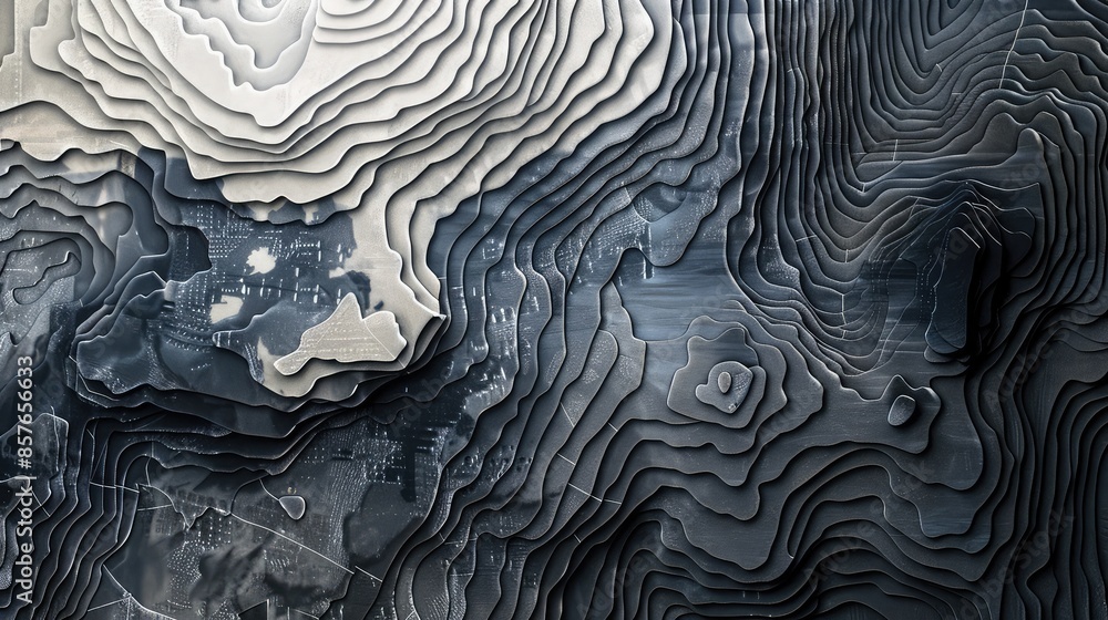 A decorative wall panel with a detailed topographic map relief, painted ...