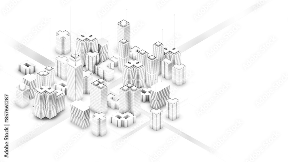 Large city on a white background with white tones. ,Travel and ...