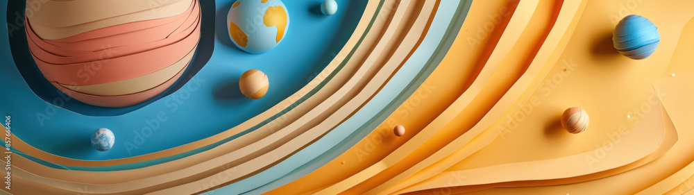 Saturn, Planets in Cut Paper, Free Space, Realistic, Daroonwan Stock ...