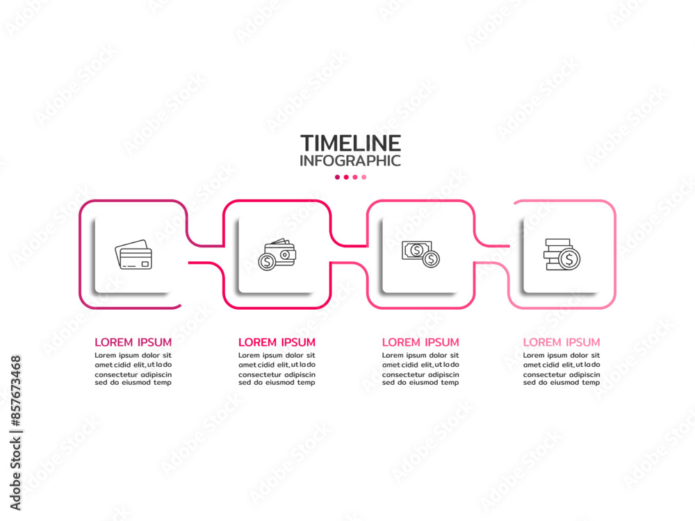 Infographic 4 Step timeline journey, Arrow flat simple infographics ...