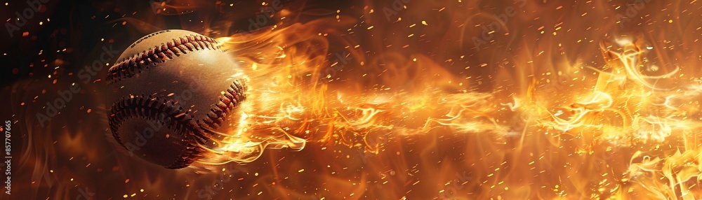 In a dramatic display of motion, a baseball on fire flies through the ...