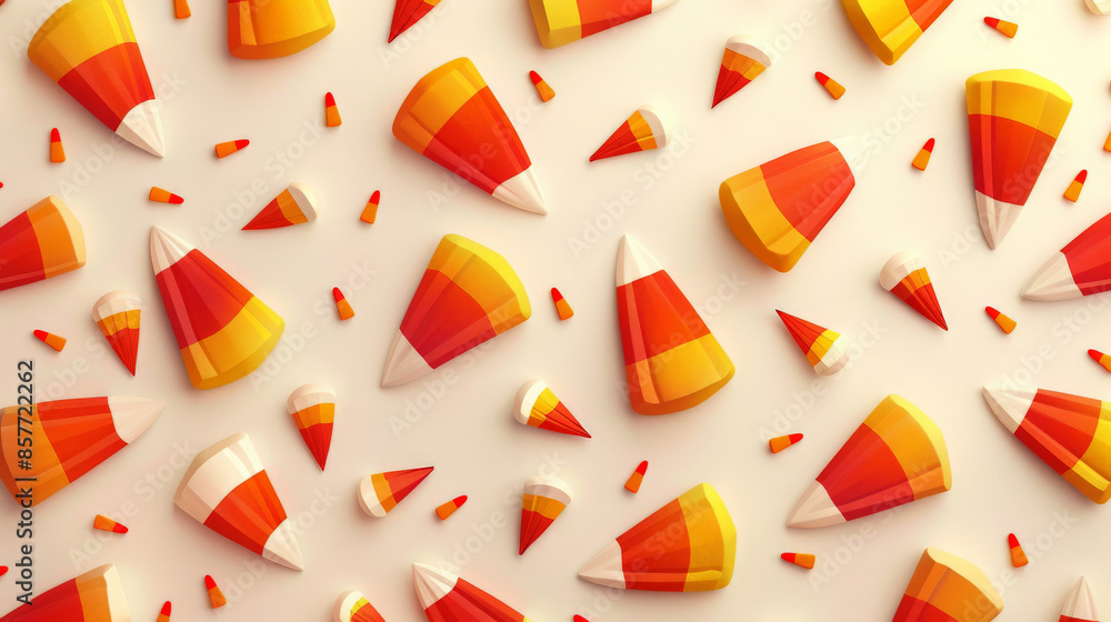 geometric pattern of candy corn shapes in traditional colours, using ...