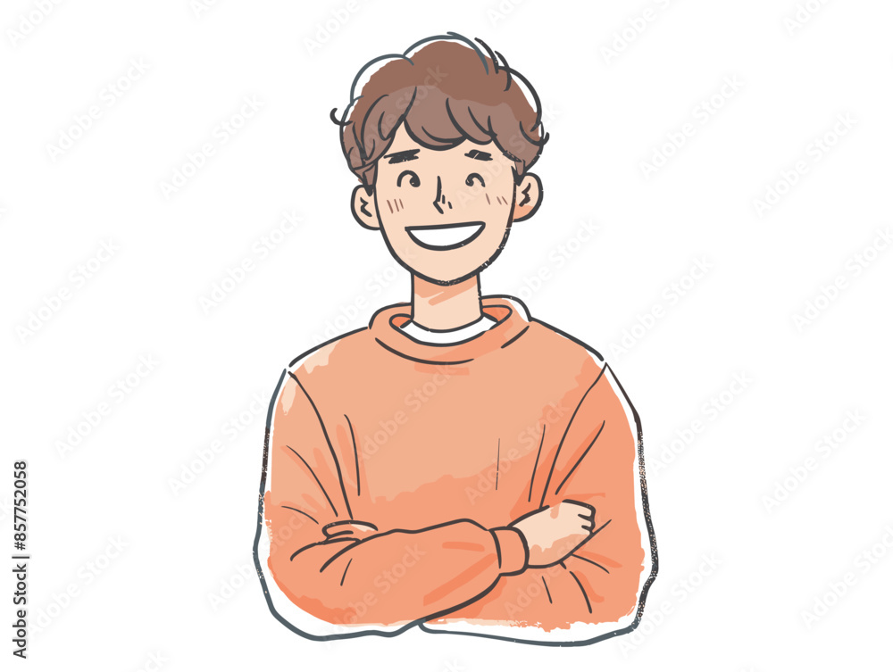 isolate white background, A person with a big smile and confident ...