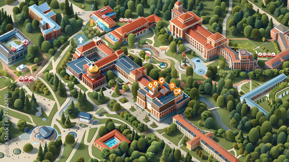 Comprehensive and Detailed University Campus Map Highlighting Important ...