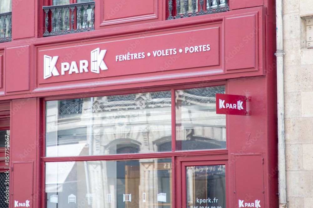 k par k text sign store chain brand logo on facade shop entrance ...