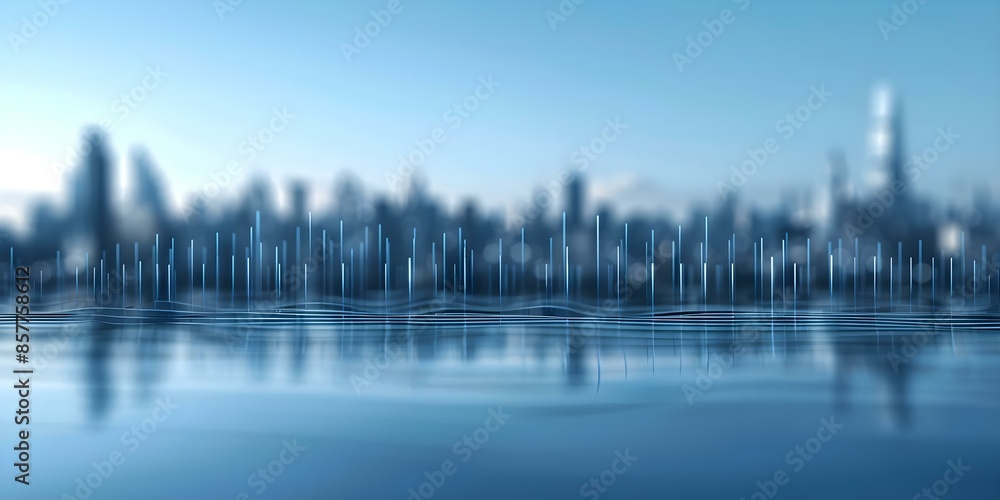 Urban skyline image with sound waves representing noise pollution in ...