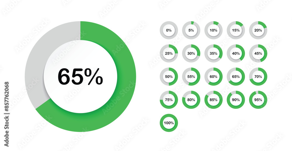 Set of circle round pie charts percentage diagrams vector design from 0 ...