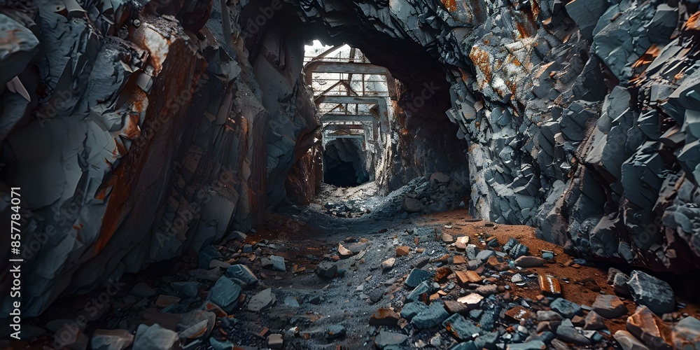 Eerie abandoned mine in Western American desert evoking gripping ...