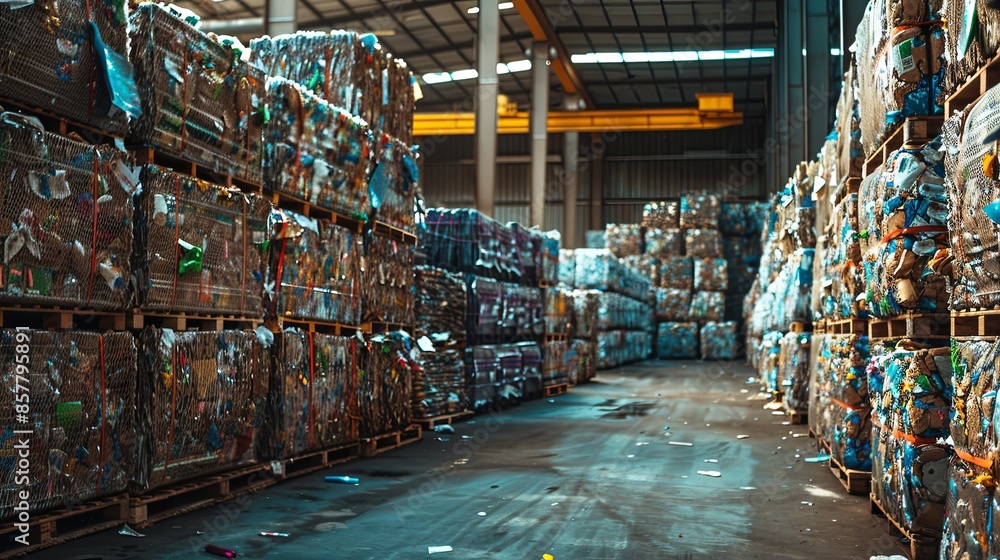 warehouse filled with different types of plastic containers Stock Photo ...