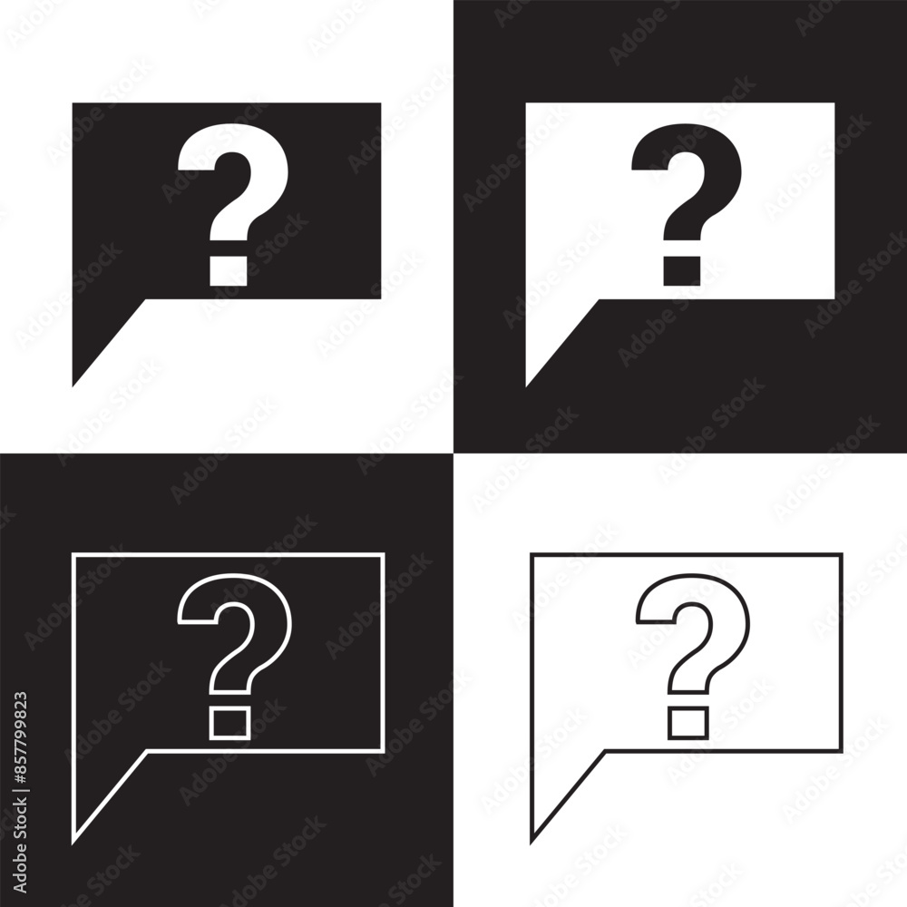Question mark icon set. Bubble question icon, FAQ questions symbol on a ...
