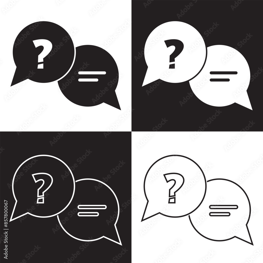 Question mark icon set. Bubble question icon, FAQ questions symbol on a ...