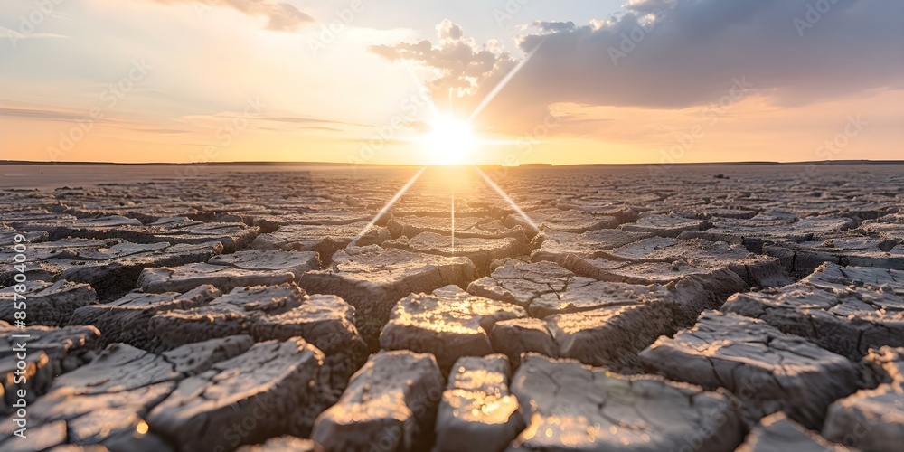 Climate change seen in dry land and limited water supply. Concept ...