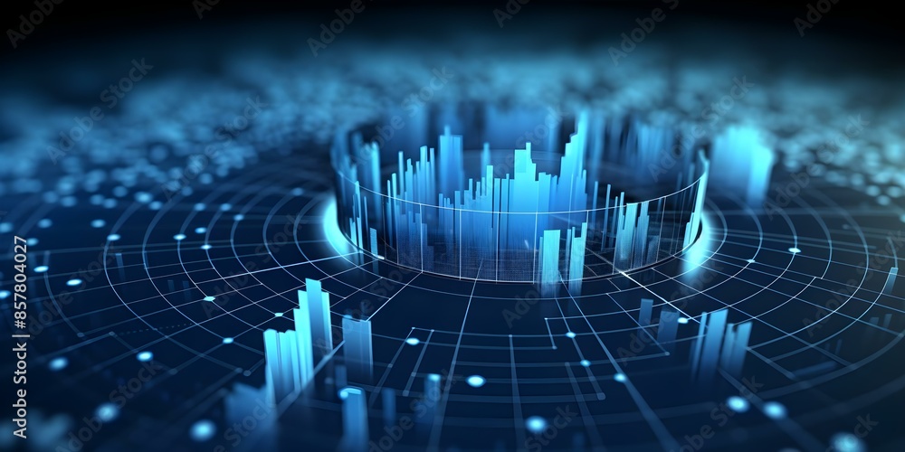Circular blue data analysis graphic for business statistics ...