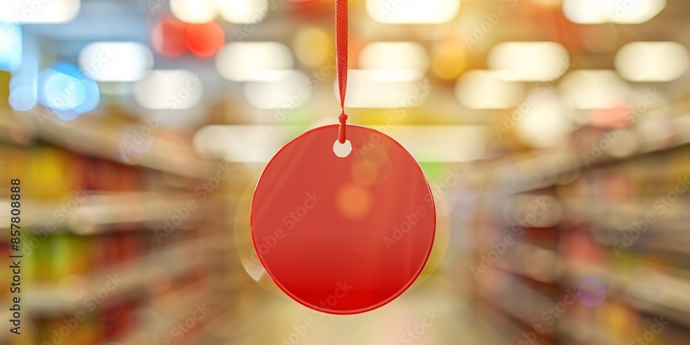 Promotional Price Tag. Transparent Crimson Circular Retail Display ...