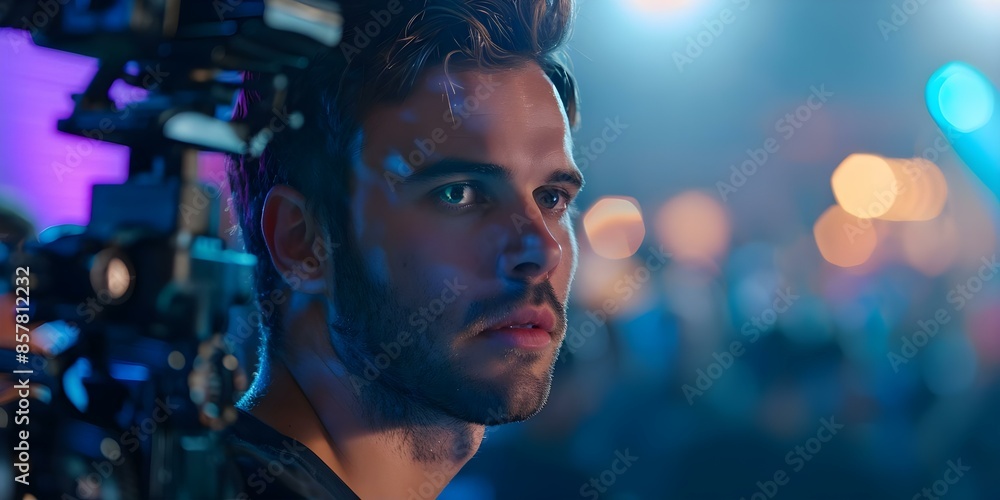 Male film director overseeing creative vision while directing movie ...