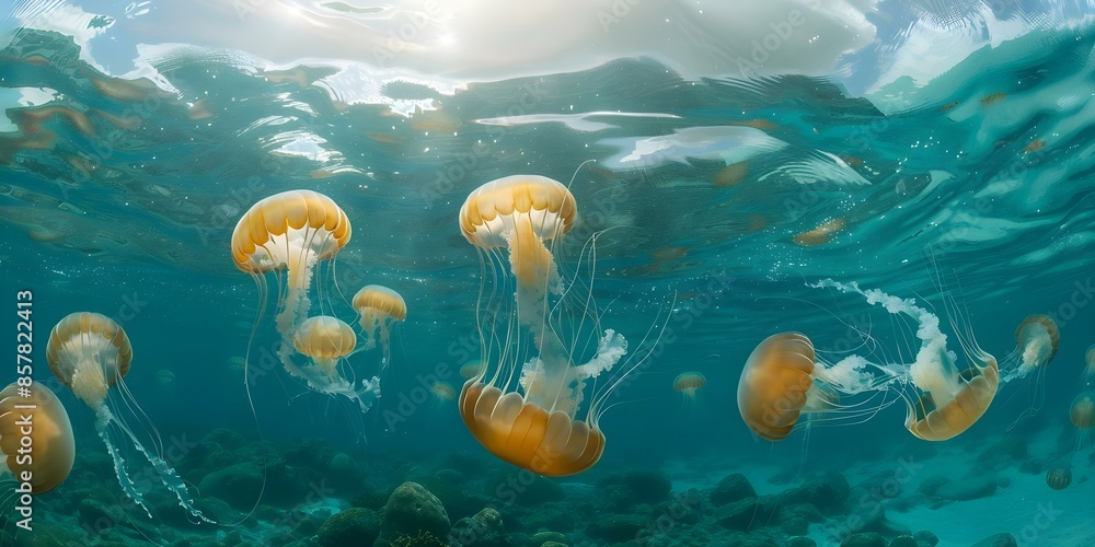Endemic jellyfish Mastigias papua etpisonii fill marine lake in Palau ...