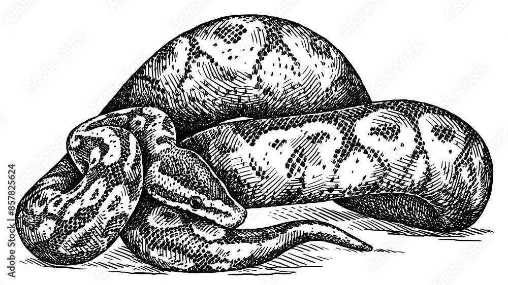 Vintage engraving isolated snake set illustration serpent ink sketch ...