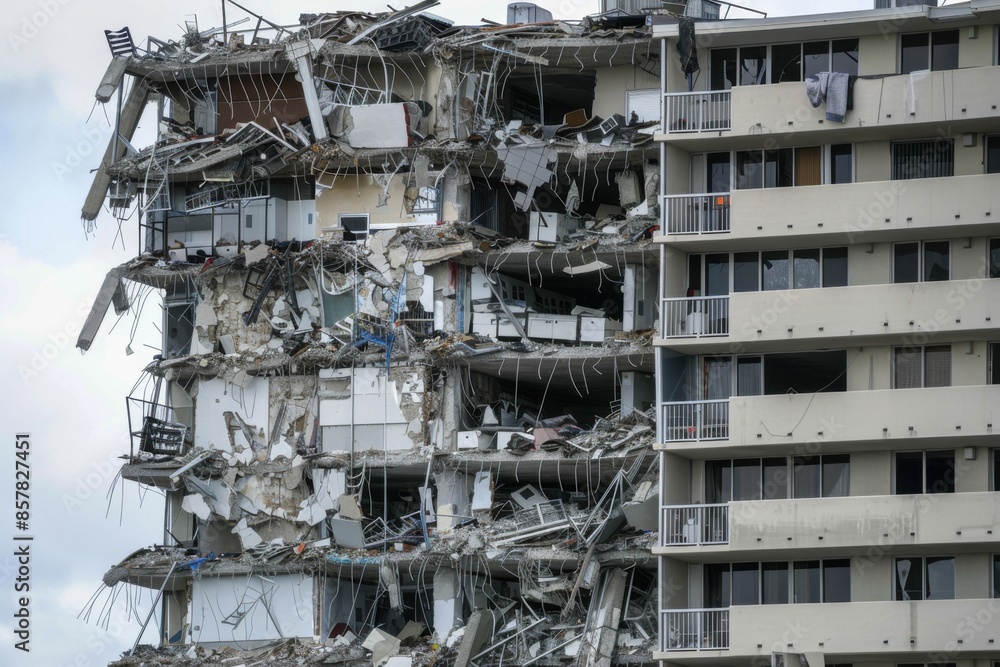 Image showing the aftermath of a partial collapse in a residential ...