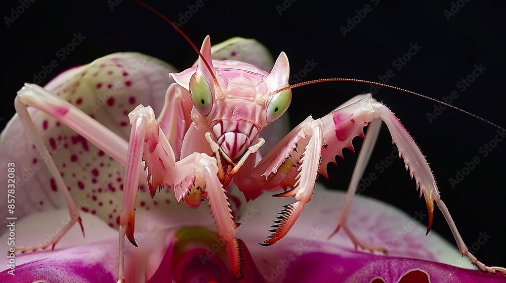 Orchid mantis preying pink orchid mantis hymenopus coronatus walking ...