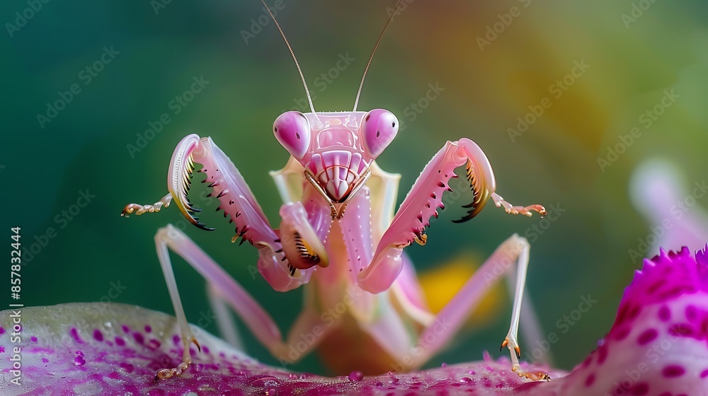 Orchid mantis preying pink orchid mantis hymenopus coronatus walking ...