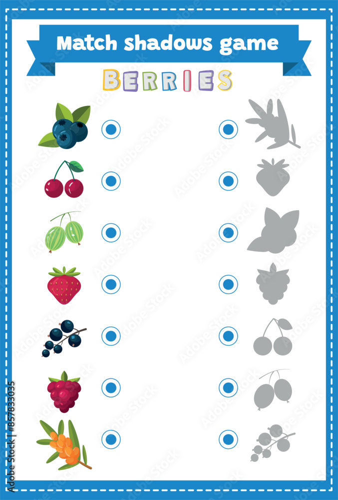 Find the correct shadow. Learning berries. Educational children game ...
