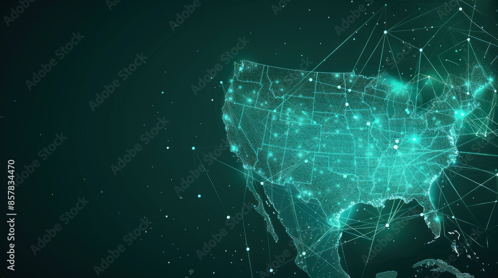United States Map with a Network of Connections Stock Illustration ...