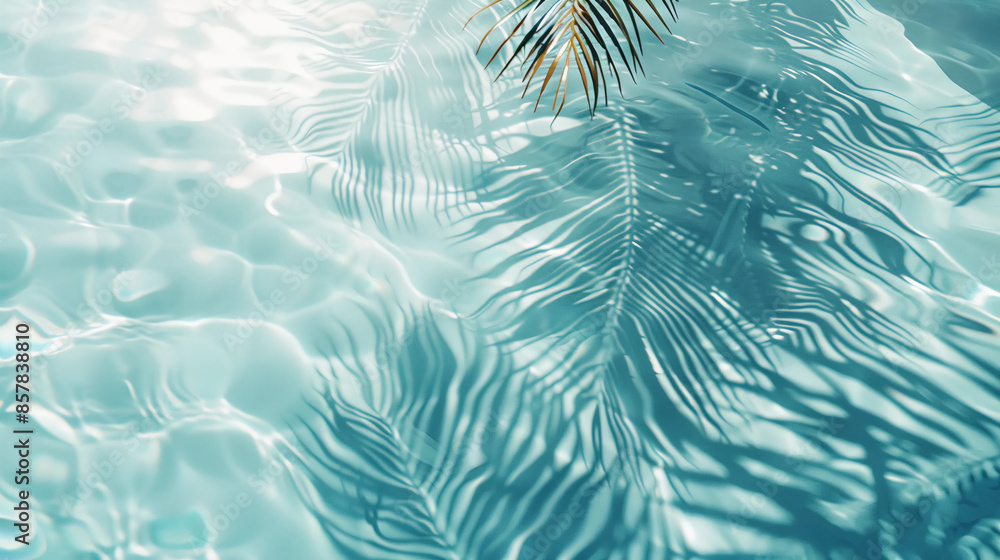 Clean Water Texture. Realistic Water Surface Overlay with tropical leaf ...