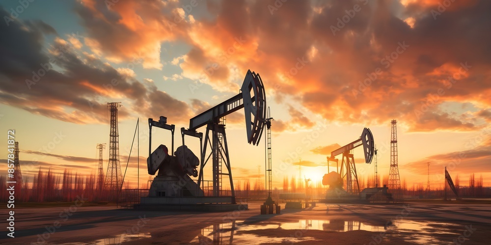 Infrastructure for oil drilling rigs in the oil industry. Concept Oil ...