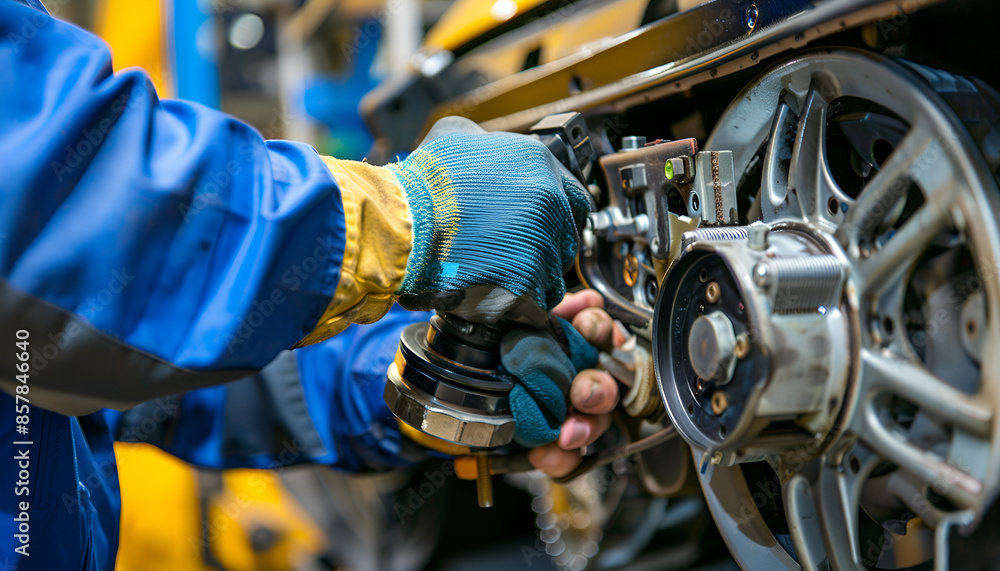 motor mechanic replacing the electric steering pump on a modern day ...