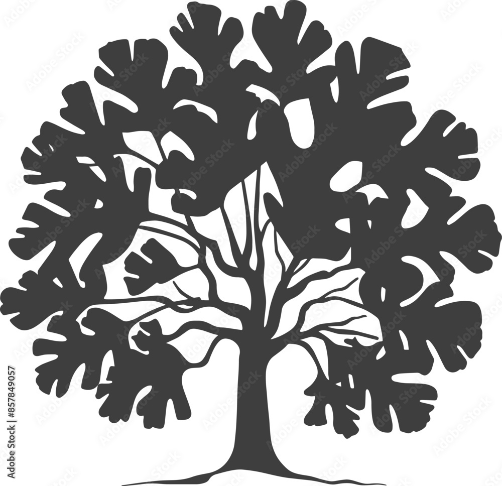 Stunning Detailed Silhouette of a Fig Tree with Large, Lobed Leaves ...