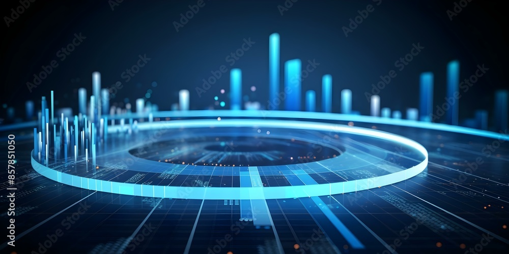 Blue Circular Data Analysis Graphic For Business Statistics Presentation Concept Data