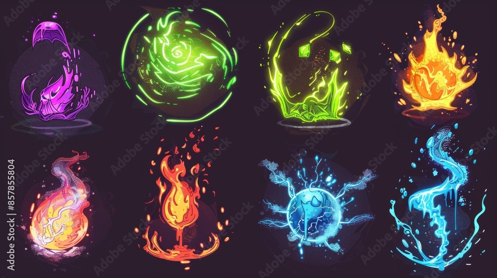 Modern illustration of VFX gun impact, laser beams and rays from space ...