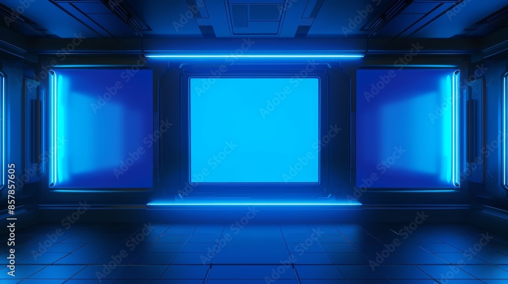 This is a realistic modern illustration of three LED screens on stage ...