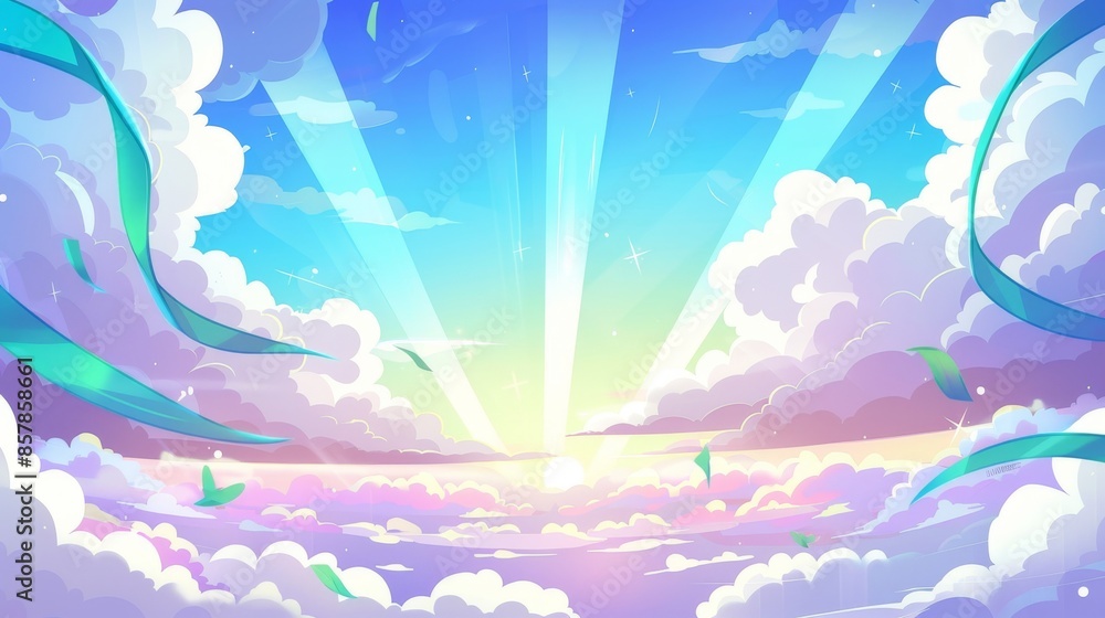 An anime cloud in a blue heaven sky modern background. Abstract cloudy ...