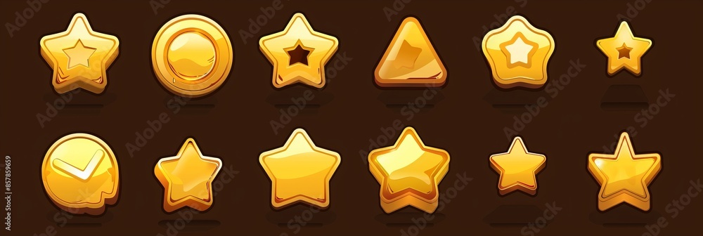 Stars sprite animation, ui sequence frame, yellow golden glossy graphic ...