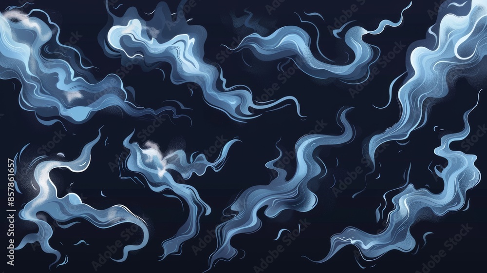 An isolated cloud of smoke isolated on a black background. Modern ...
